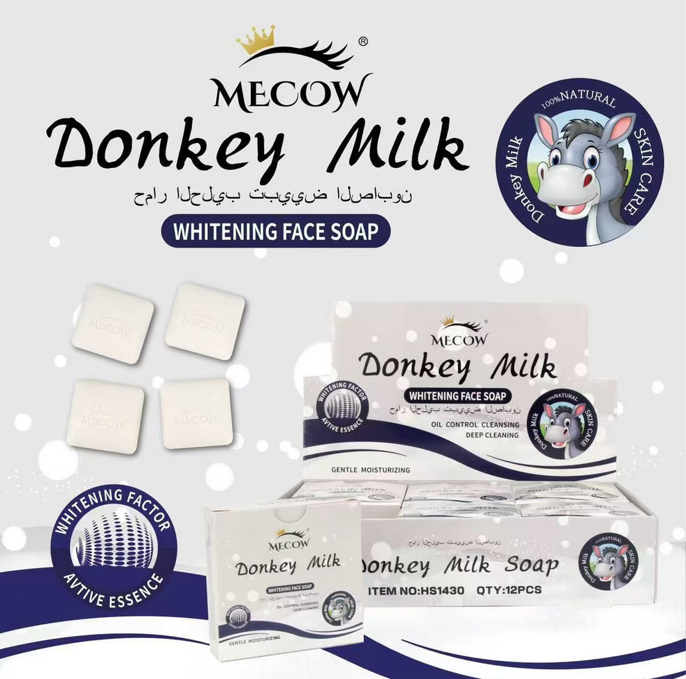 12PCS DISPLAY MECOW DONKEY MILK WHITENING FACE SOAP HS1430 – Flawless ...