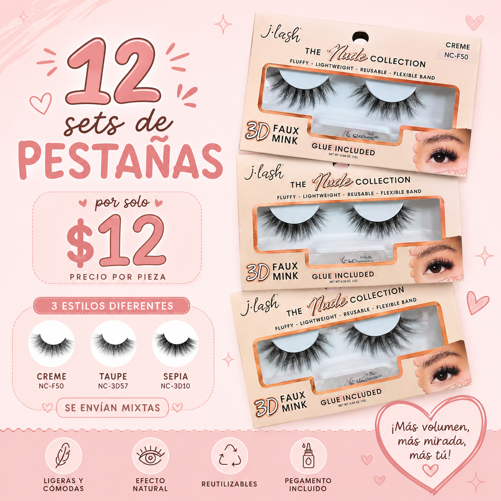 12 PACKS MIX STYLE- JLASH 3D FAUX PINK GLUE INCLUDED – Flawless Beauty ...