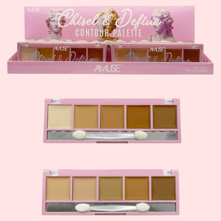 12PCS DISPLAY AMUSE CHISEL AND DEFINE CONTOUR PALETTE KL325MIX – Flawless Beauty Wholesale
