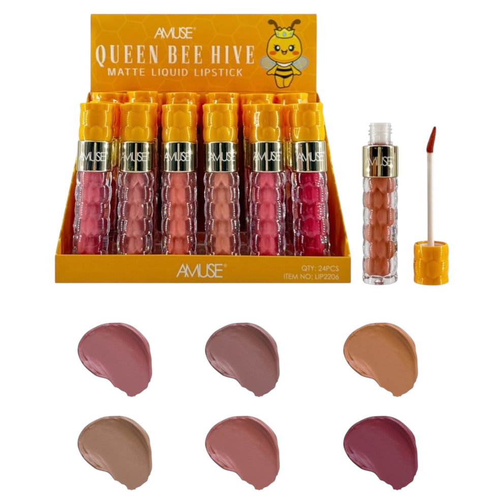24PCS DISPLAY AMUSE QUEEN BEE HIVE MATTE LIQUID LIPSTICK LIP2206 – Flawless Beauty Wholesale